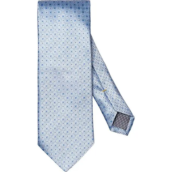 Eton Geometric Silk Jacquard Tie - Medium Blue