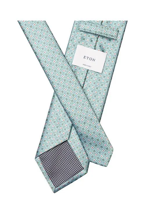 Eton Geometric Silk Jacquard Neck Tie - Medium Green