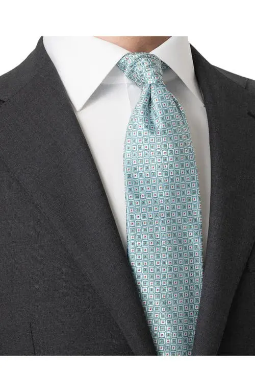 Eton Geometric Silk Jacquard Neck Tie - Medium Green