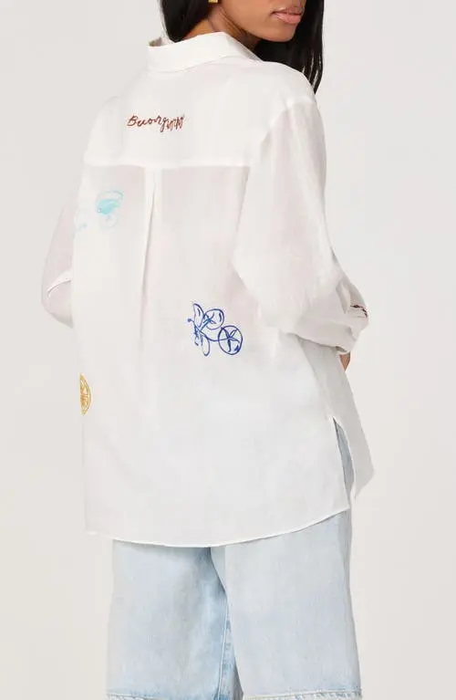 Astr The Label Trace Embroidered Button-up Shirt