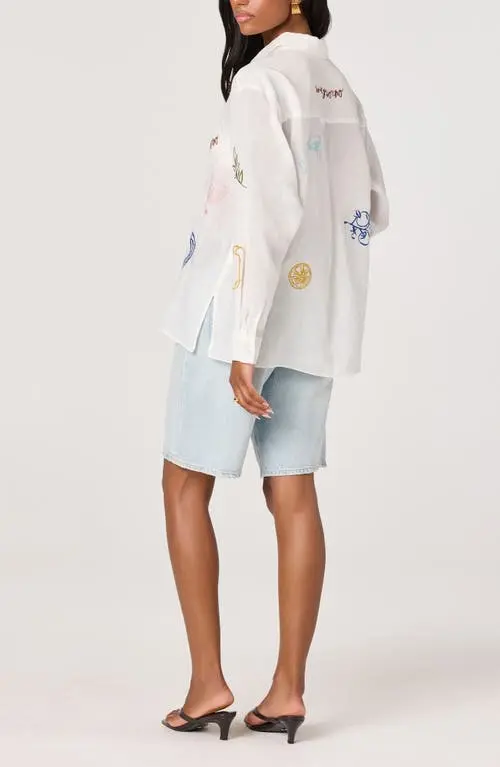 Astr The Label Trace Embroidered Button-up Shirt