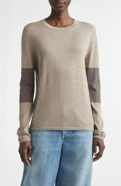Johnstons Of Elgin Euna Colorblock Cashmere Sweater - Pebble/ash