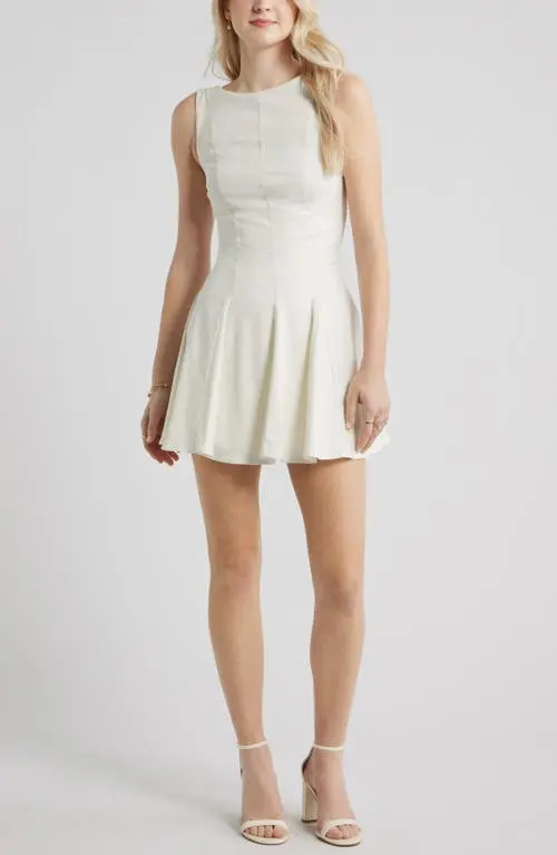 Bp. Bateau Neck Fit & Flare Mini Dress - Ivory