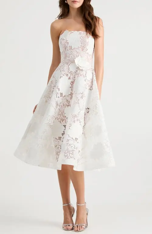 HELSI Cassandra Strapless Guipure Lace Dress - Off White