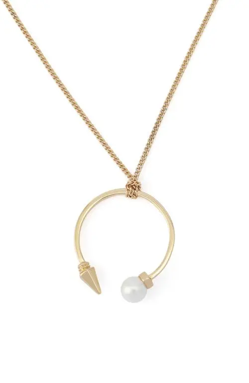 ALLSAINTS Faux Pearl Spike Pendant Necklace - Gold/pearl