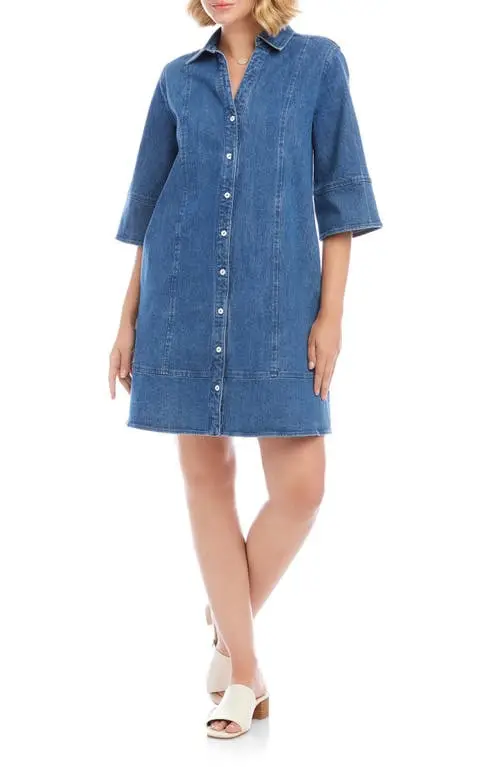 Karen Kane Flare Sleeve Denim Shirtdress - Chambray