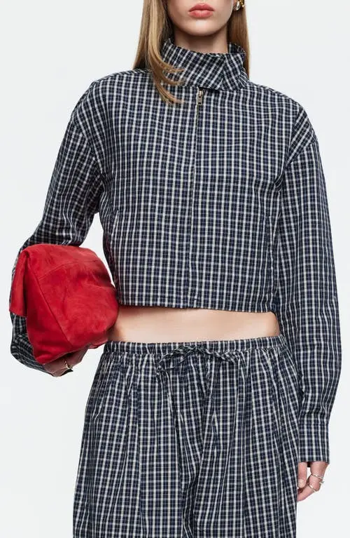 Lioness Cotton Plaid Crop Jacket