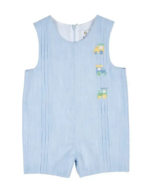 FLORENCE EISEMAN Shortall With Appliqué Trains - Lt Blue