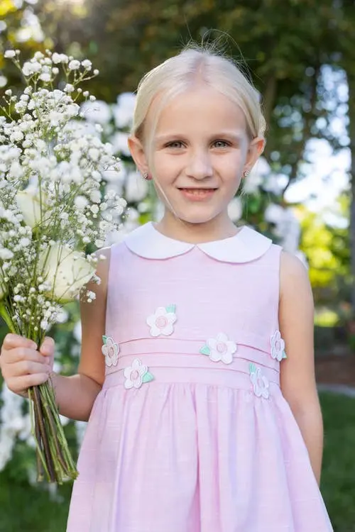 FLORENCE EISEMAN Linen-look Dress With Floral Appliqu