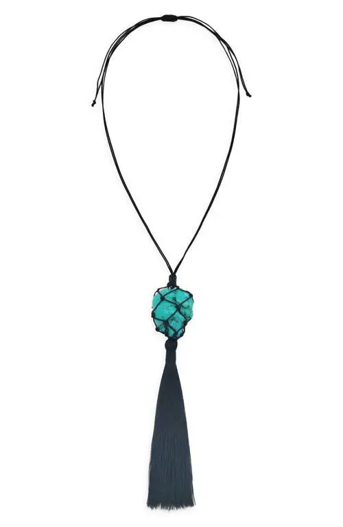 PETIT MOMENTS Noor Tassel Pendant Necklace - Turquoise