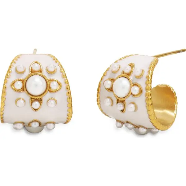 PETIT MOMENTS Daisy Huggie Hoop Earrings - Gold