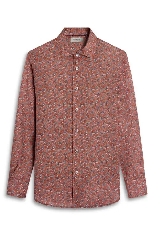 Bugatchi Julian Shaped Fit Floral Linen Button-up Shirt - Sienna
