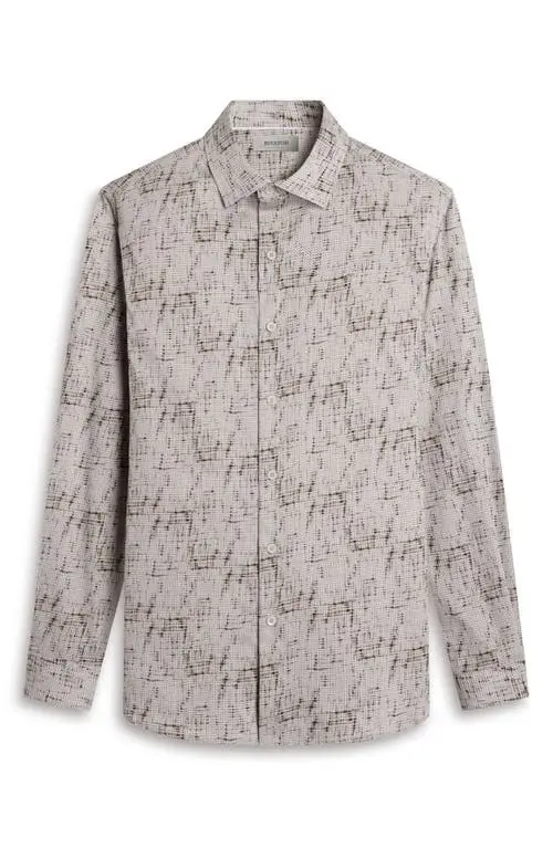Bugatchi Julian Shaped Fit Abstract Geo Print Stretch Cotton Button-up Shirt - Khaki