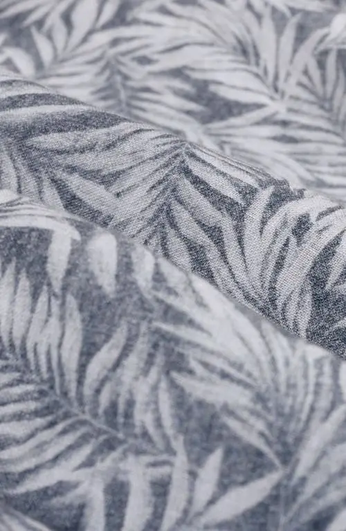 Bugatchi Julian Shaped Fit Palm Leaf Print Linen Button-up Shirt - Navy