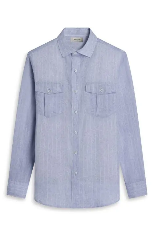 Bugatchi Jasper Linen Blend Button-up Shirt - Air Blue