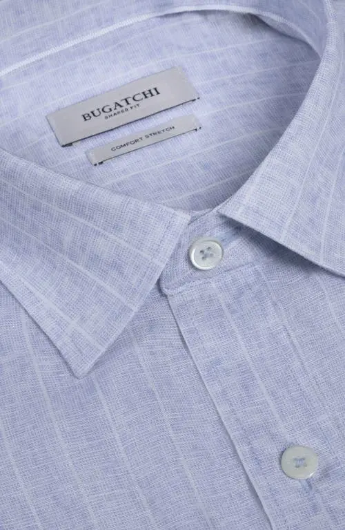 Bugatchi Jasper Linen Blend Button-up Shirt - Air Blue