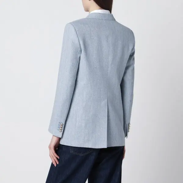 Tagliatore Double-breasted Cotton-blend Jacket - Light Blue