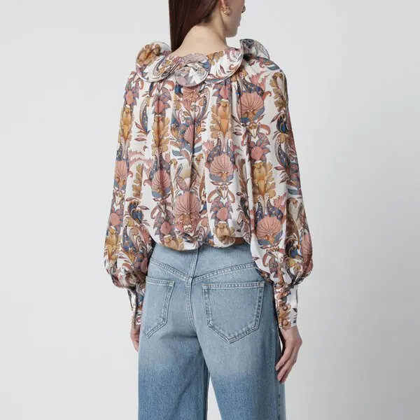 Farm Rio Sea Garden Ruffle Blouse - Multicolor