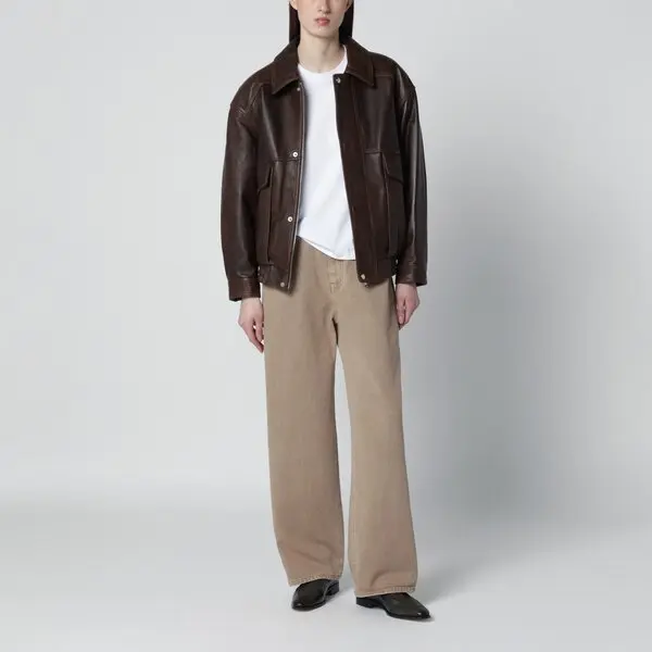 DUNST Relaxed Wide Leg Jeans - Beige