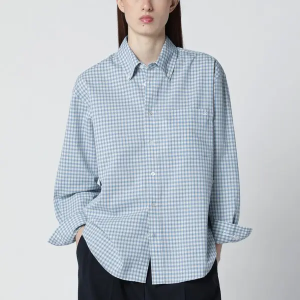 DUNST Oversized Check Shirt - Blue
