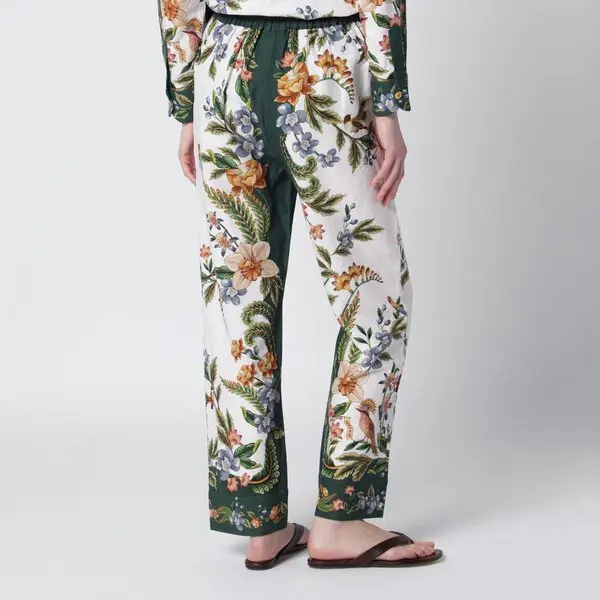 Farm Rio Floral Embroidered Linen Blend Trousers - Multicolor