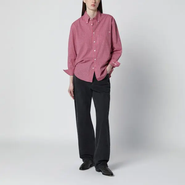 DUNST Oversized Check Shirt - Red