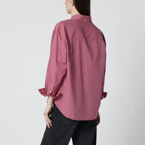 DUNST Oversized Check Shirt - Red