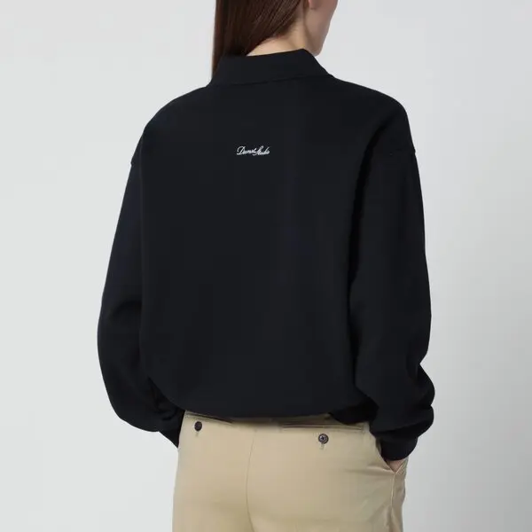 DUNST Polo Shirt With Leather Logo - Blue