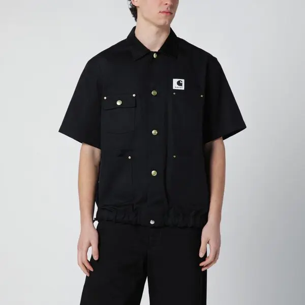 SACAI X CARHARTT WIP Short-sleeve Cotton Canvas Shirt - Black