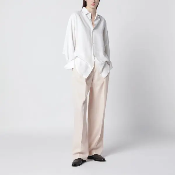 JIL SANDER Wool Gabardine Trousers - Beige