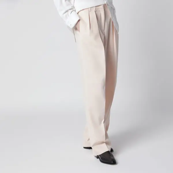 JIL SANDER Wool Gabardine Trousers - Beige