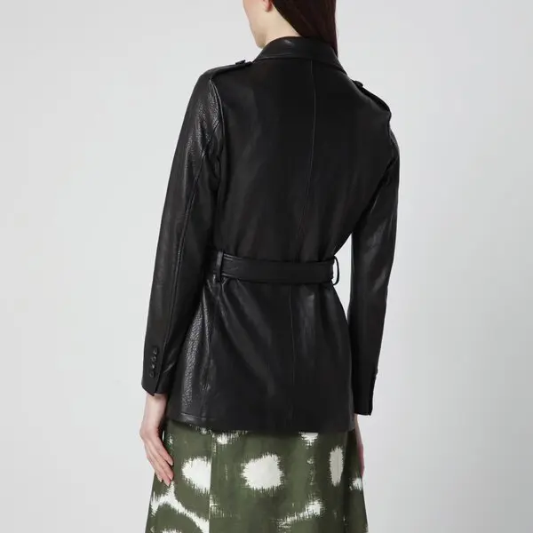 Tagliatore Leather Belted Jacket - Black