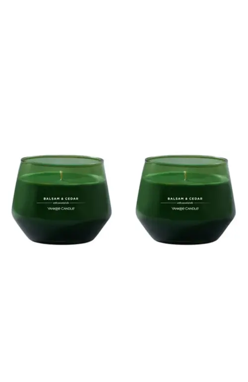 YANKEE CANDLE Balsam & Cedar Studio Candle With Essential Oils - Green