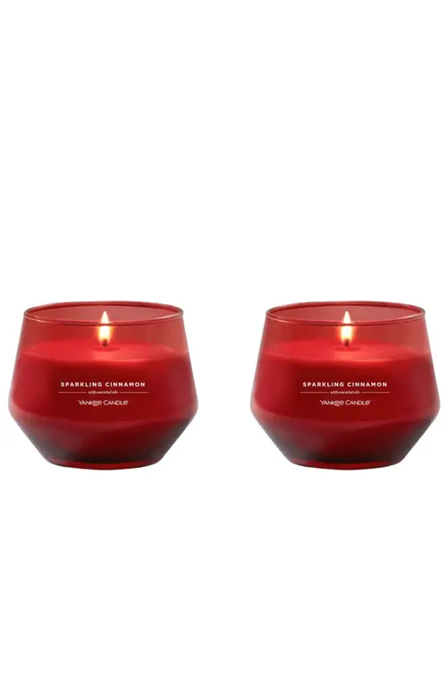 YANKEE CANDLE Sparkling Cinnamon Studio Candle With Essential Oils - Medium Red
