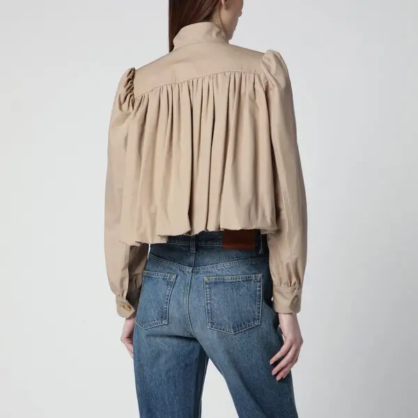 Chloé Gathered Bouclé Cotton Canvas Jacket