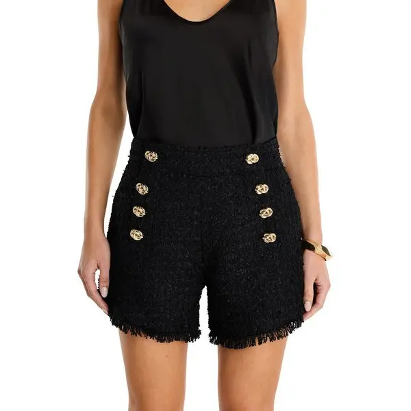 THE NOLI SHOP Tamara Tweed Button Short - Black