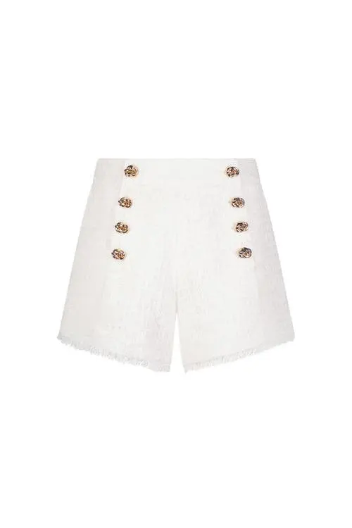 THE NOLI SHOP Tamara Tweed Button Shorts - White