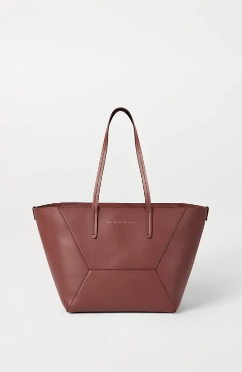 Brunello Cucinelli Calfskin Small Bc Duo Bag - Firebrick