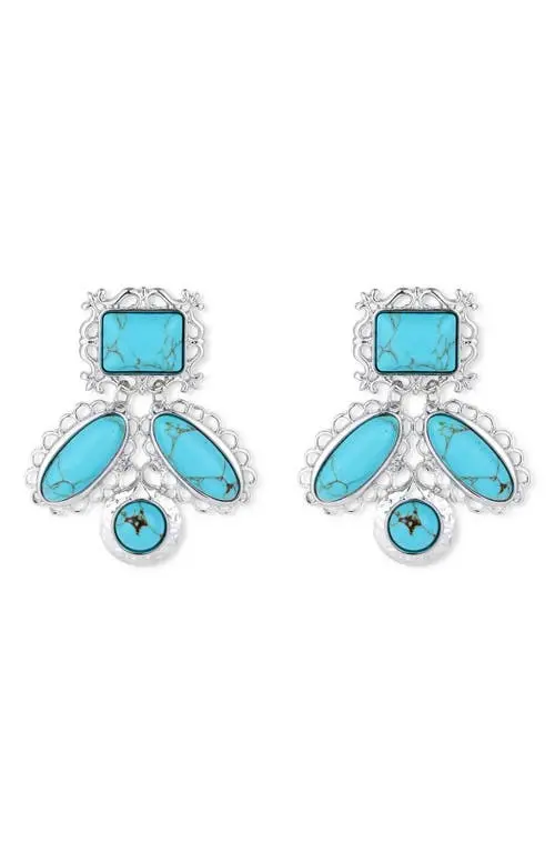 PETIT MOMENTS Wisteria Stone Drop Earrings - Silver/turquoise