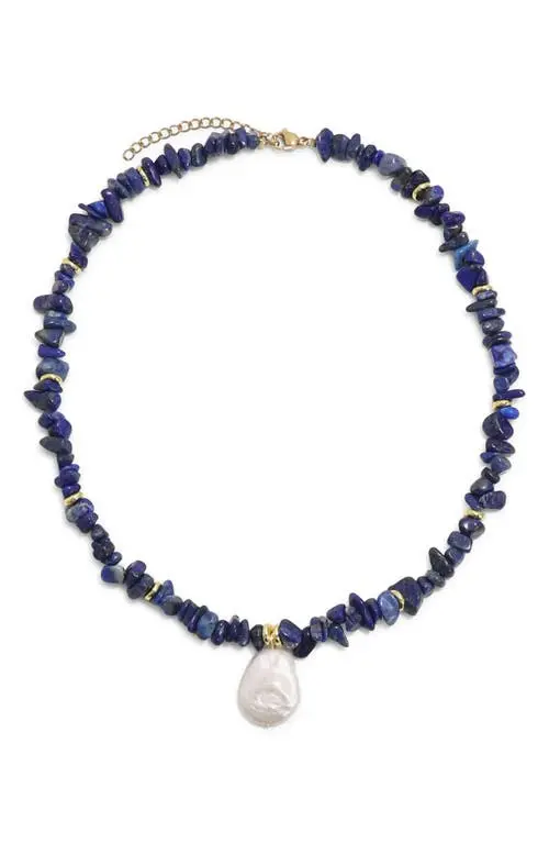 PETIT MOMENTS Vetta Freshwater Pearl Pendant Necklace - Blue