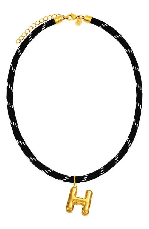 PETIT MOMENTS Bubble Initial Pendant Cord Necklace - Black-h