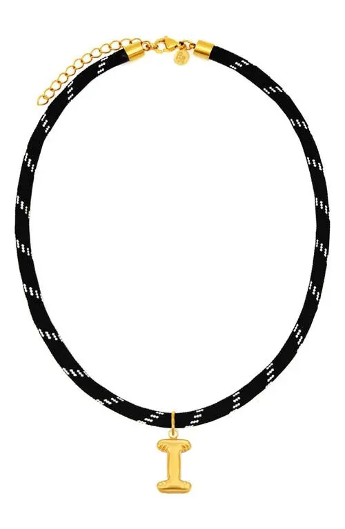 PETIT MOMENTS Bubble Initial Pendant Cord Necklace - Black-i