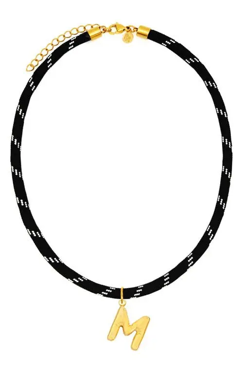 PETIT MOMENTS Bubble Initial Pendant Cord Necklace - Black-m