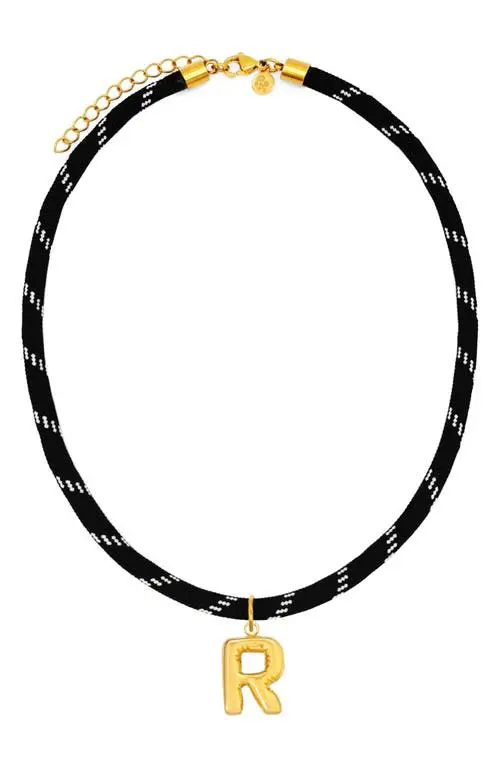 PETIT MOMENTS Bubble Initial Pendant Cord Necklace - Black-r
