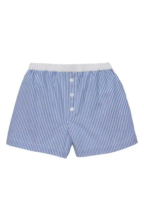 PETITE PLUME Cotton Twill Pajama Shorts - Blue