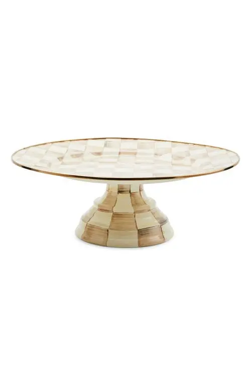 MACKENZIE-CHILDS Check Small Pedestal Platter - Mocha