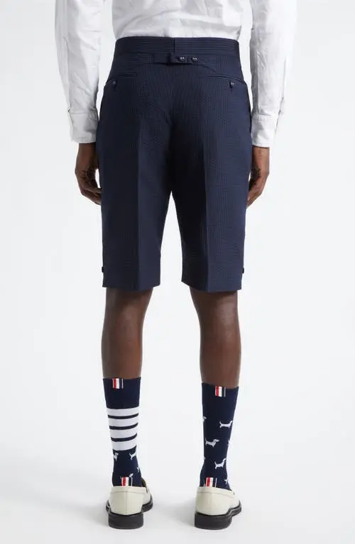 Thom Browne Wool Backstrap Fit Shorts - Navy