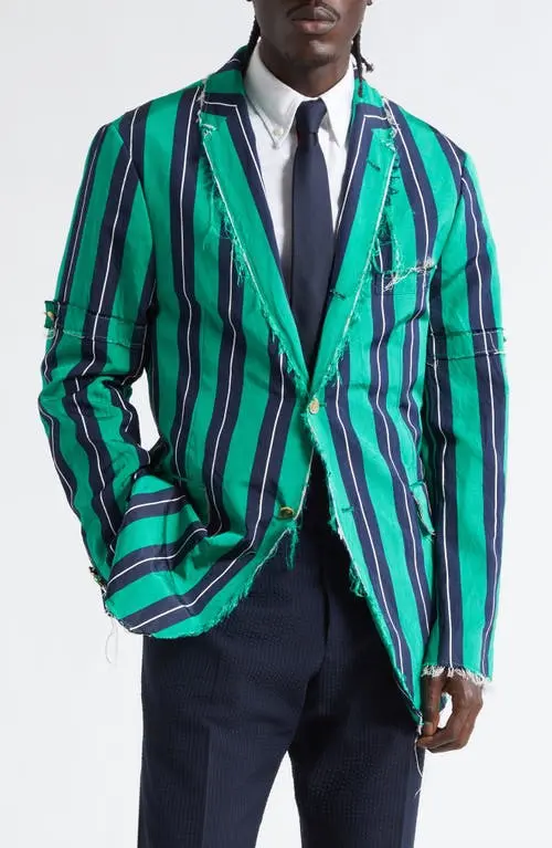 Thom Browne Unconstructed Silk & Cotton Sport Coat - Green