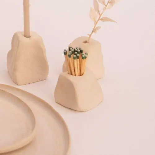 DUNE BROOKLYN Monolith Candle Holders - Cream
