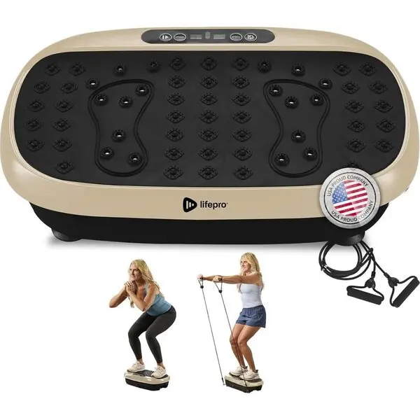 LIFEPRO Hexaplate Lite Vibration Plate Exercise Machine Full Body Recovery And Muscle Toning - Metallic Gold